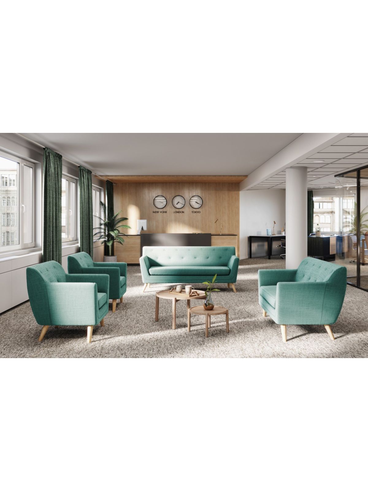 Teknik Modern Ocean Green Skandi 3-Seater Sofa