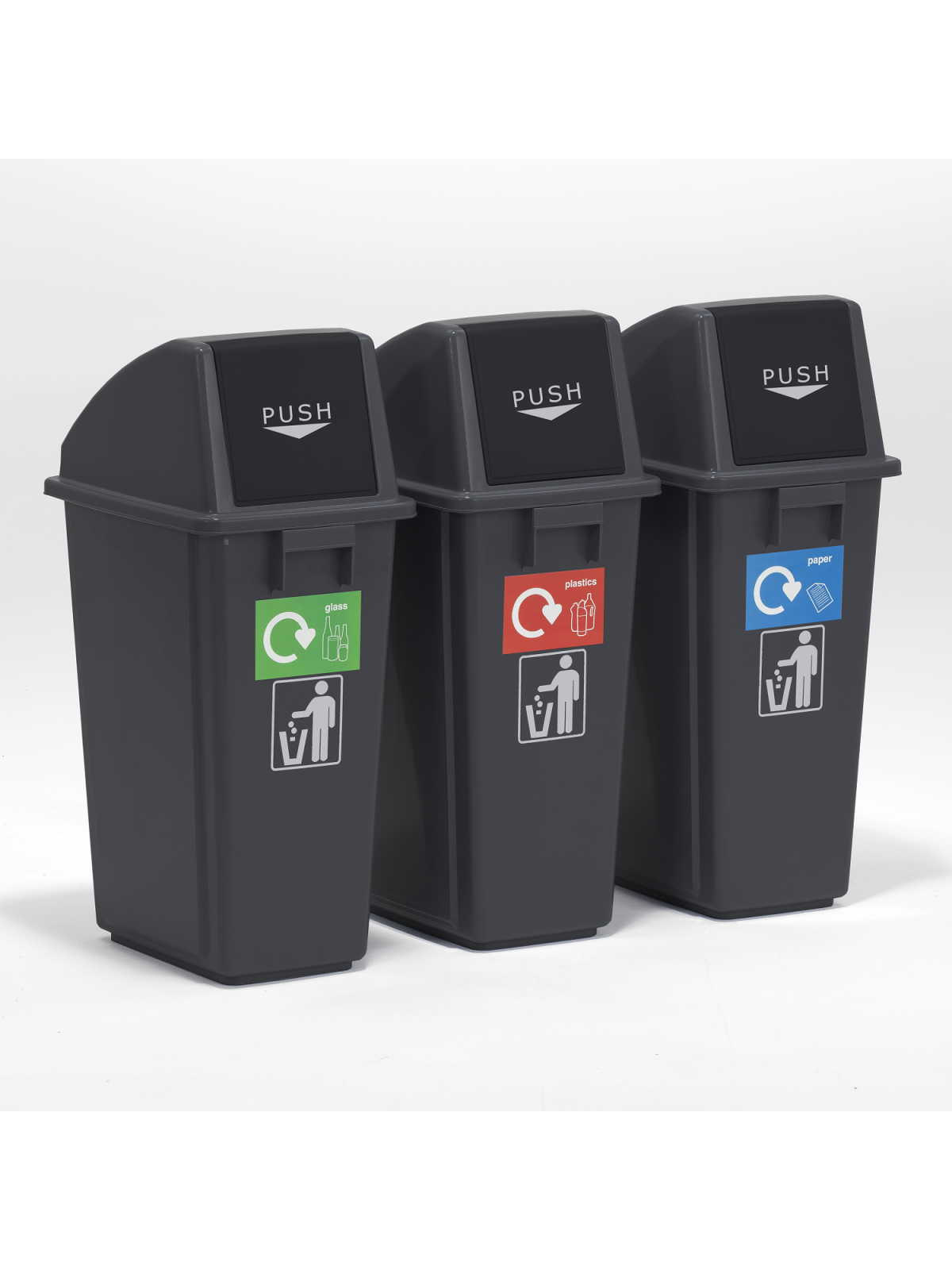 Recycling Bins – Set of 3 x 60L for Eco Waste Separation
