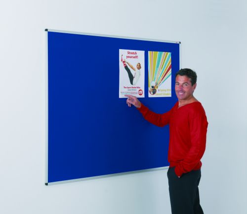 Metroplan Aluminium Notice Board – Felt Covered Pinboard with Concealed ...