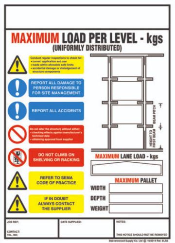 Premier Racking Weight Notices – Drive Thru Racking (BLS3)