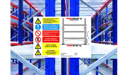 Premier Weight Load Notices – Pallet Racking Load Signs (BLS6)