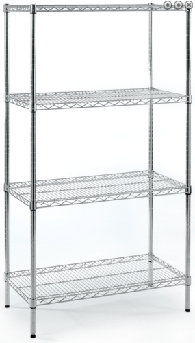 Shelfspan Eclipse Chrome Wire Shelving – Complete 4 Shelf Unit, 1625mm High