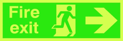 GPC Fire Exit Right Photoluminescent Sign – Pack of 10 for Safety ...