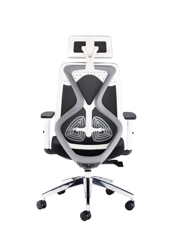Maldini High-Back Office Chair – White Frame with Black Mesh