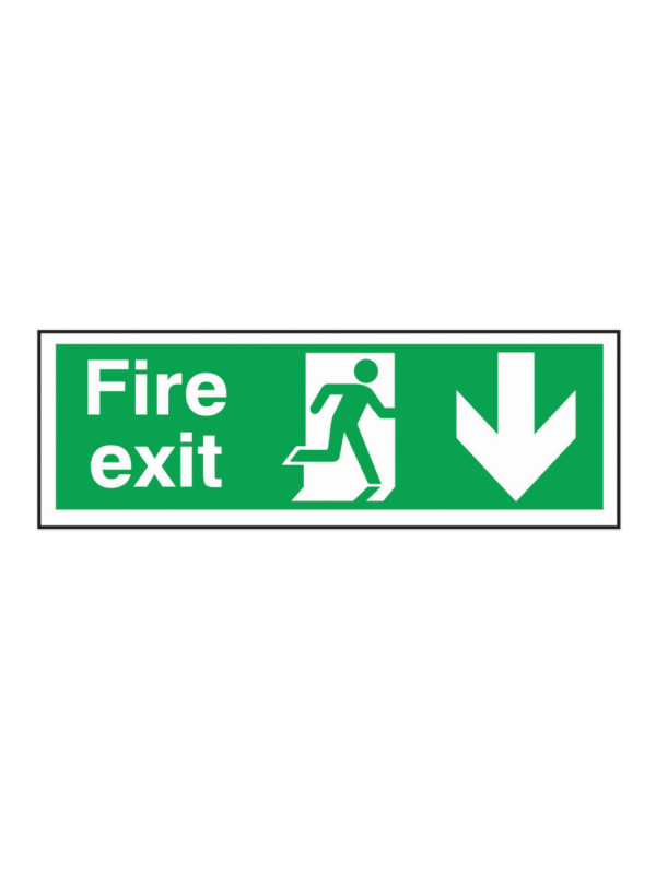 GPC Fire Exit - Down Arrow Sign – Pack of 10 for Workplace Safety
