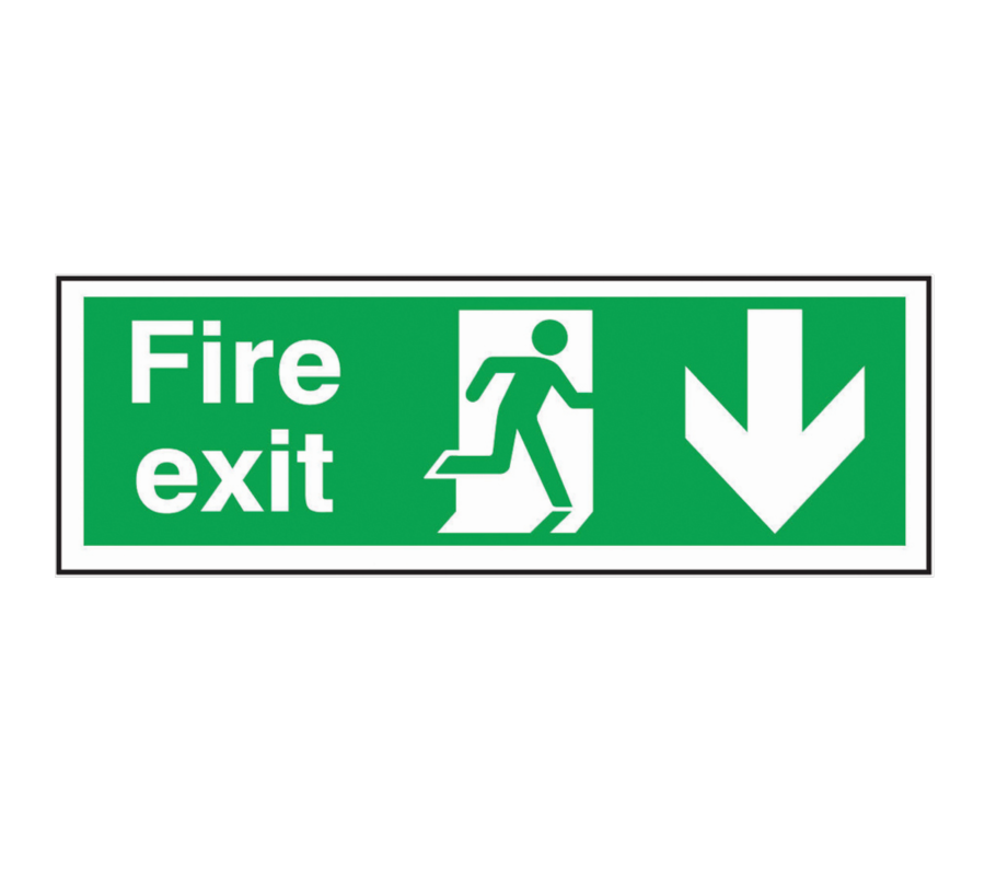 Fire Exit - Down Arrow Sign 150 x 450mm (FES19)