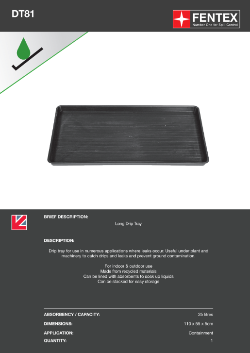 BUY NOW 25L Extra Long Drip Tray - Easy Spill Management